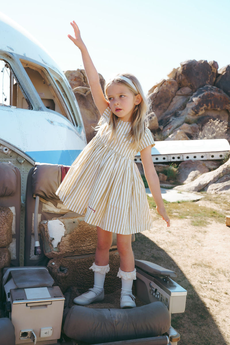 Coco Blanc Yellow Striped Dress in Short Sleeve – Petit Perfection
